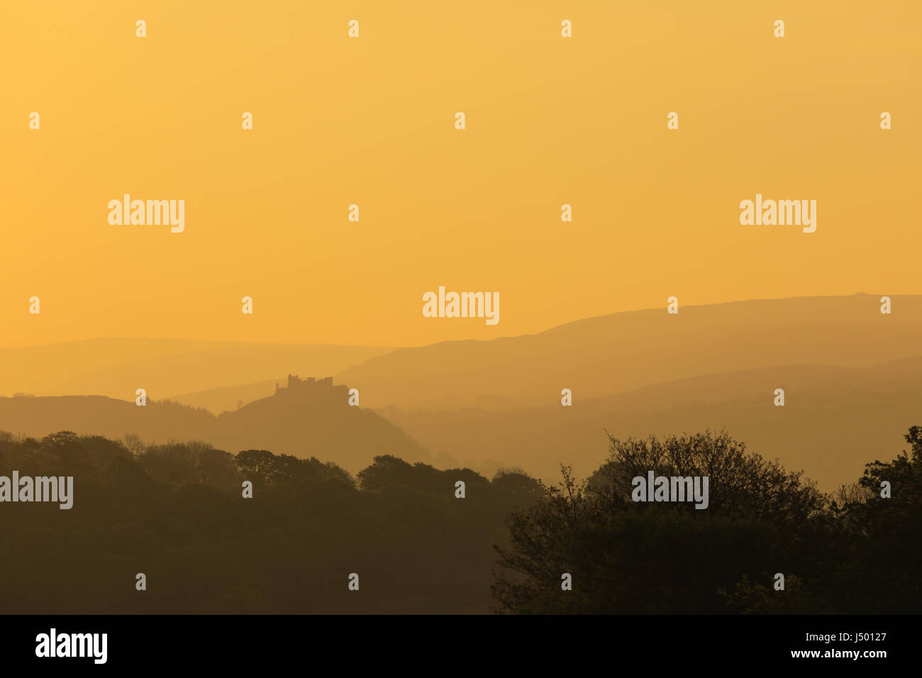 Castell Carreg Cennen Castle, in the Brecon Beacons National Park, seen ...