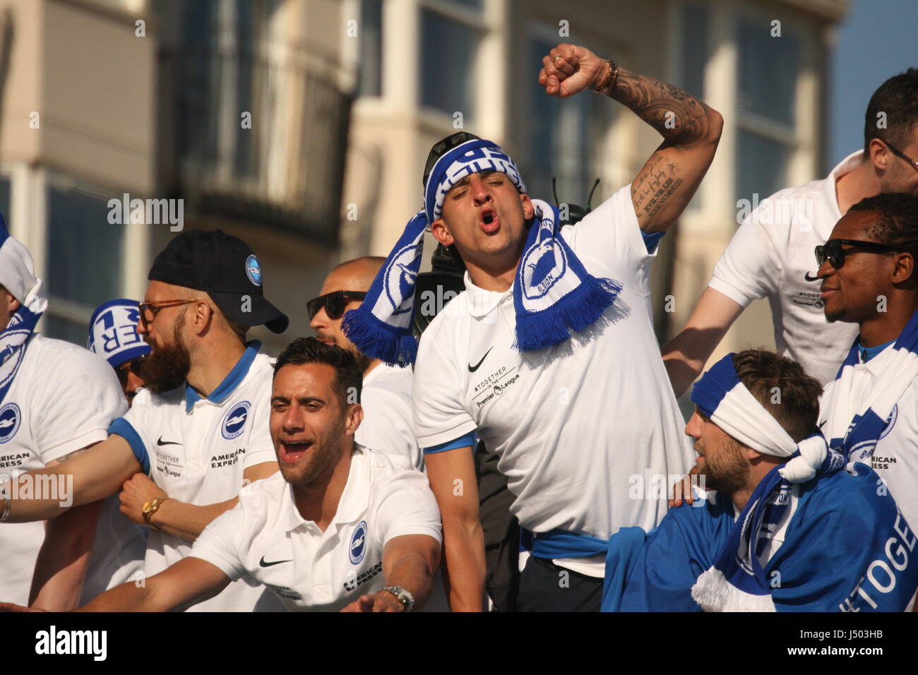 Brighton, UK. 14th May 2017. Fans of Brighton and Hove Albion Football ...