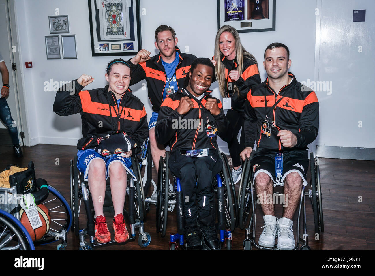 London, England, UK. 14th May, 2017. Wheelchair basketball teams at the ...