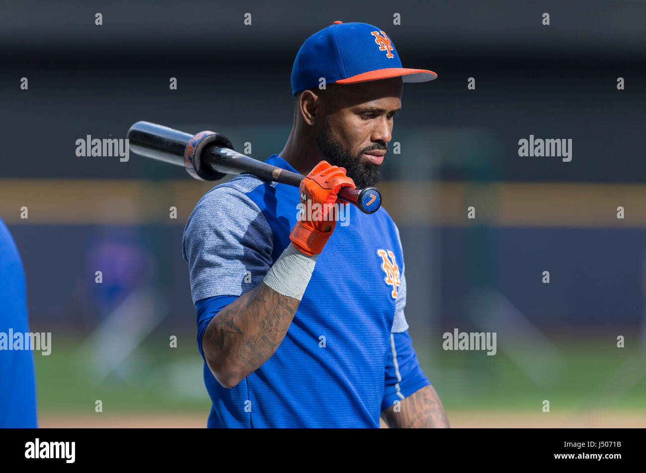 Miller Park. 13th May, 2017. New York Mets third baseman Jose Reyes #7 ...