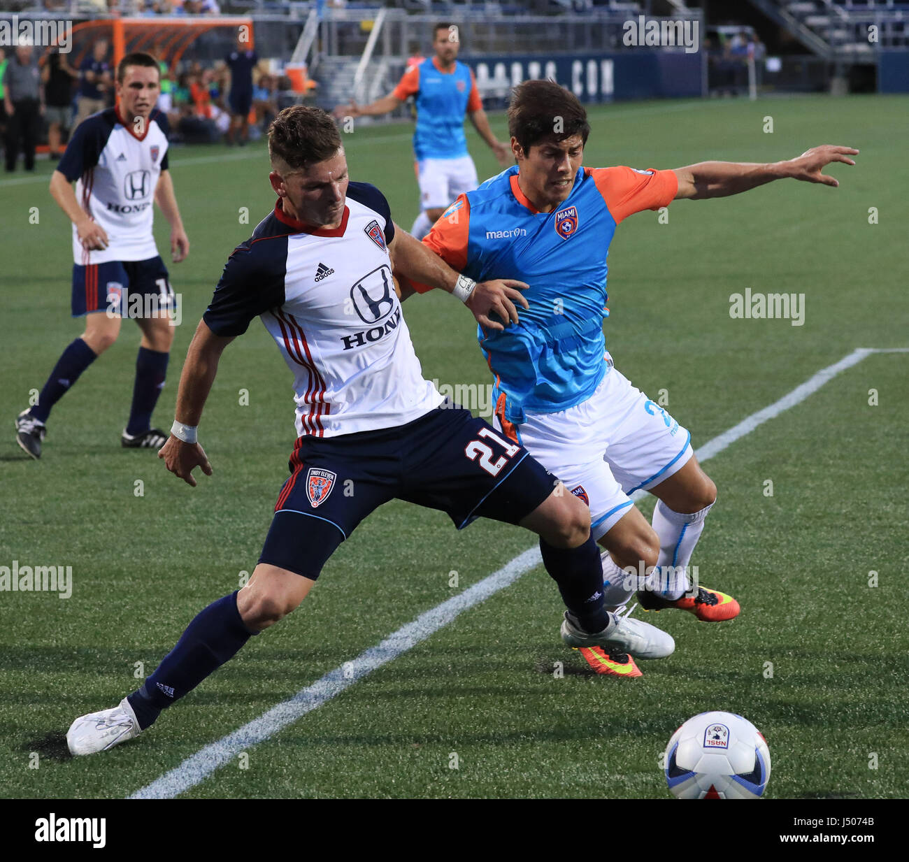 Miami, Florida, USA. 13th May, 2017. Indy Eleven defender Brandon ...