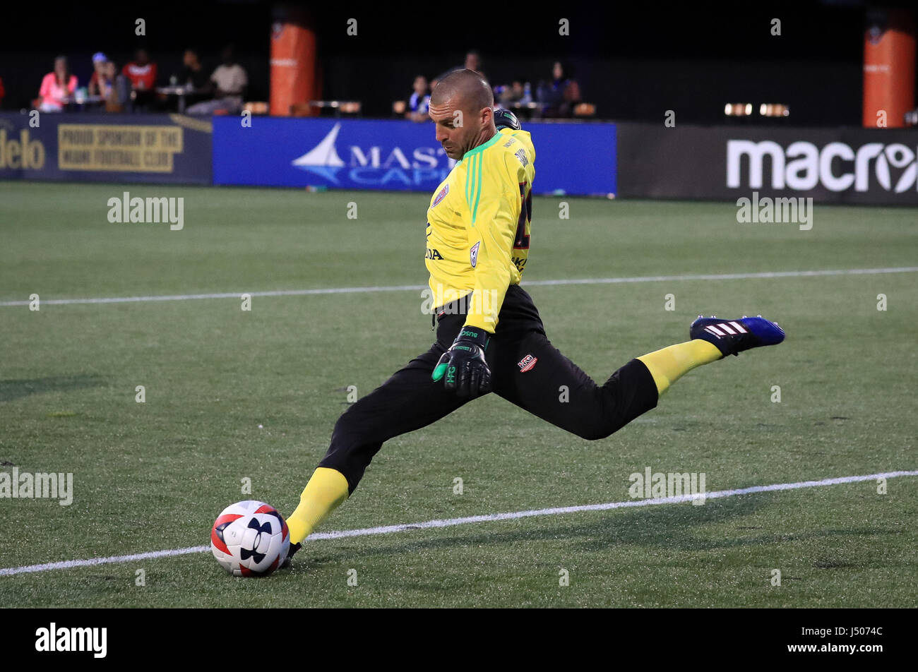 Miami, Florida, USA. 13th May, 2017. Indy Eleven goalkeeper Jon Busch ...