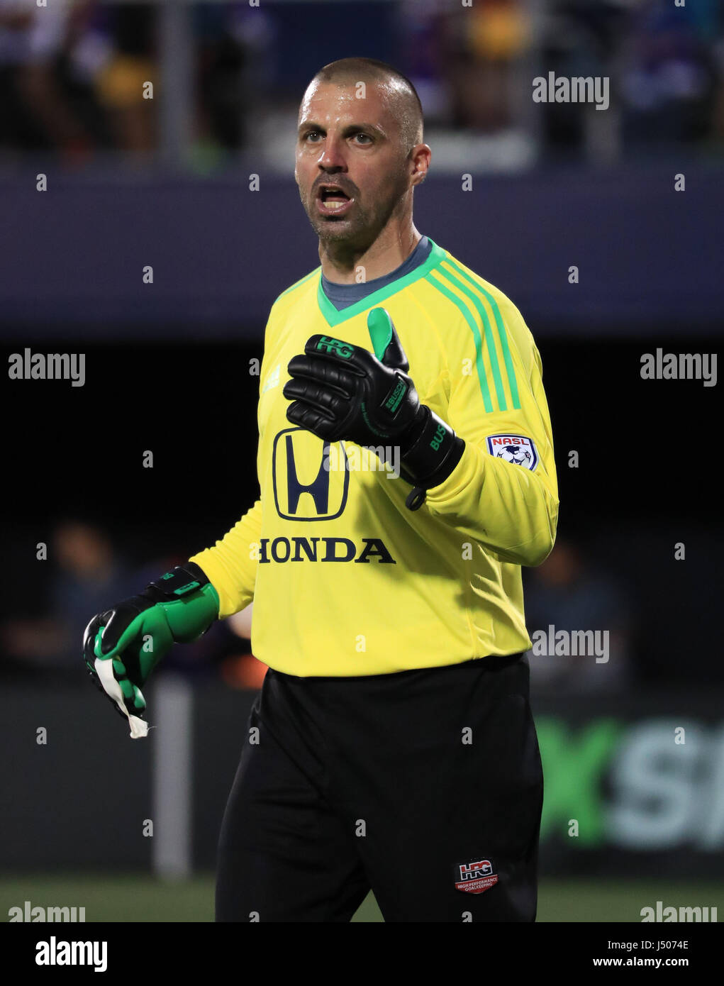 Miami, Florida, USA. 13th May, 2017. Indy Eleven goalkeeper Jon Busch ...