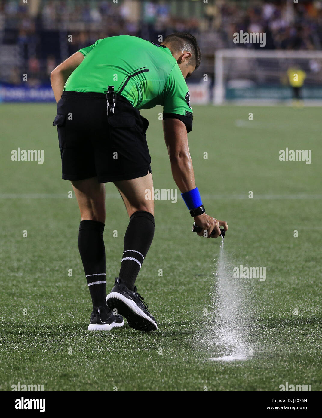 Miami, Florida, USA. 13th May, 2017. The referee marks the field for a ...