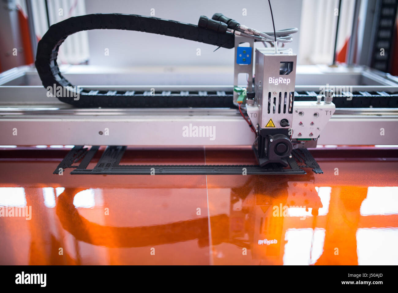 Berlin, Germany. 15th May, 2017. A 3D Printer produces a model in ...