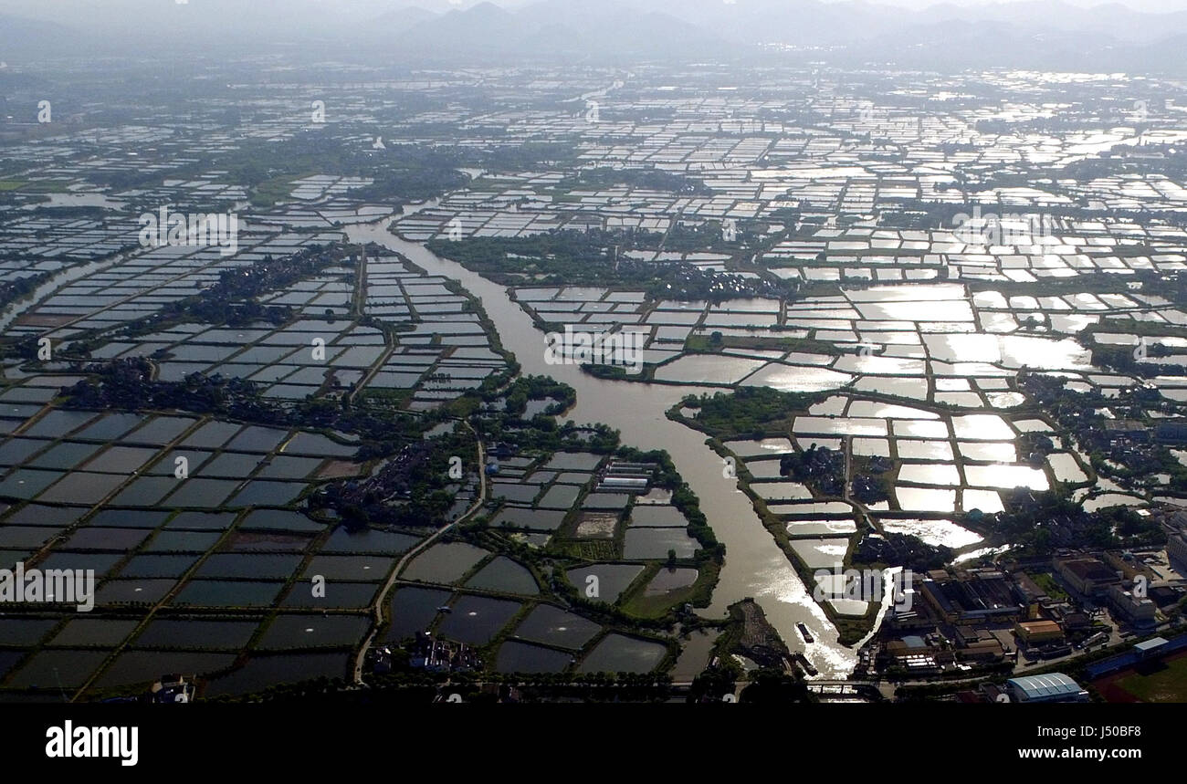 Huzhou. 13th May, 2017. Aerial photo taken on May 13, 2017 shows ...