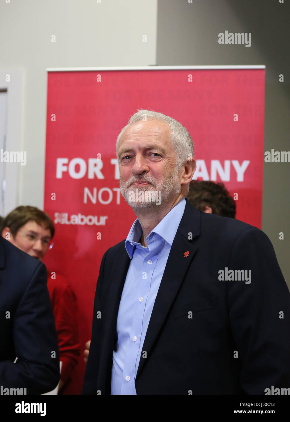 Hebden Bridge, UK. 15th May, 2017. Jeremy Corbyn arrives at the Town ...