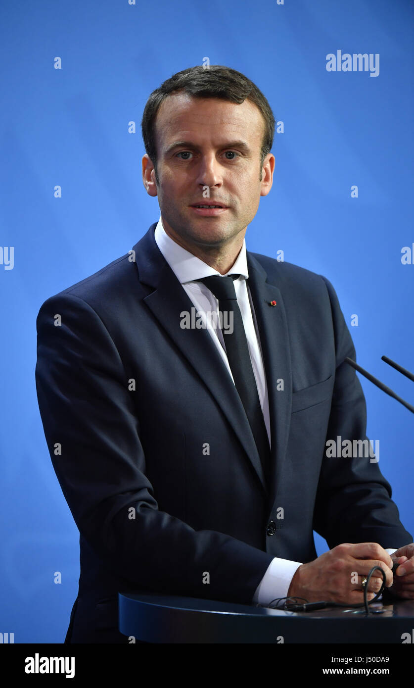 Berlin, Germany. 15th May, 2017. French President Emmanuel Macron ...