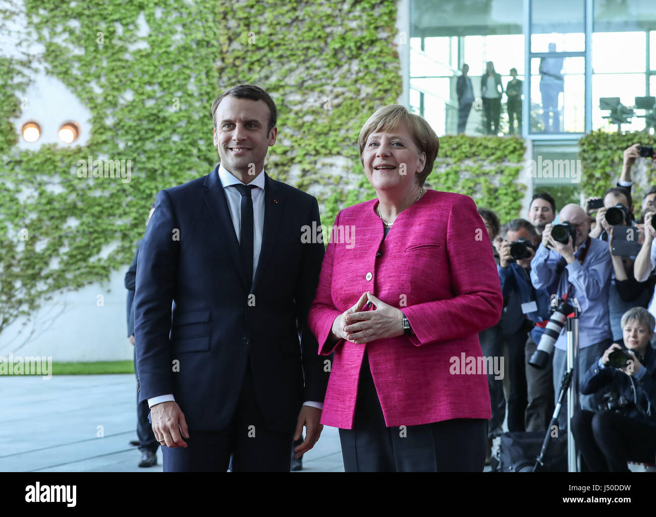 Berlin, Germany. 15th May, 2017. German Chancellor Angela Merkel (R ...
