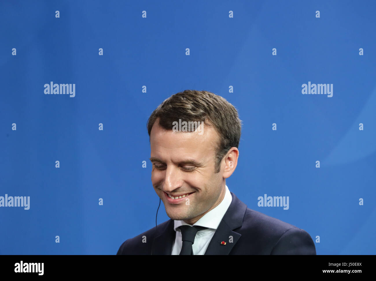 Berlin, Germany. 15th May, 2017. Visiting French President Emmanuel ...