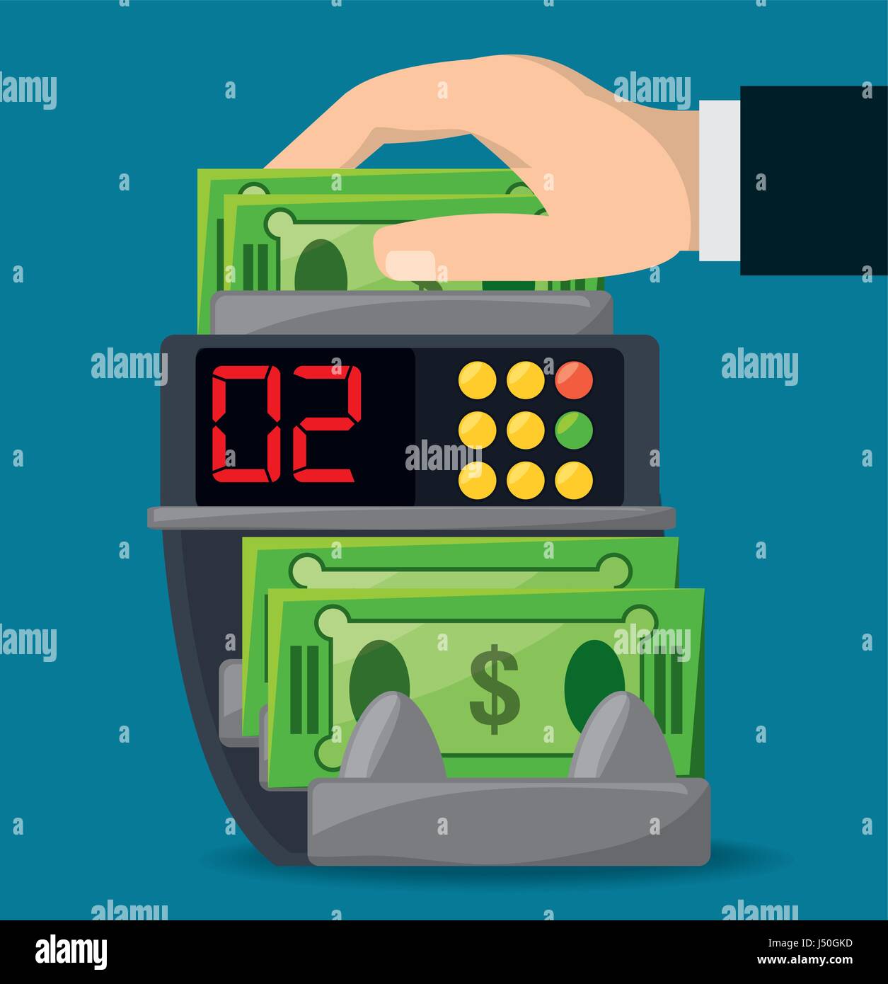 man using machine for count money Stock Vector Image & Art - Alamy