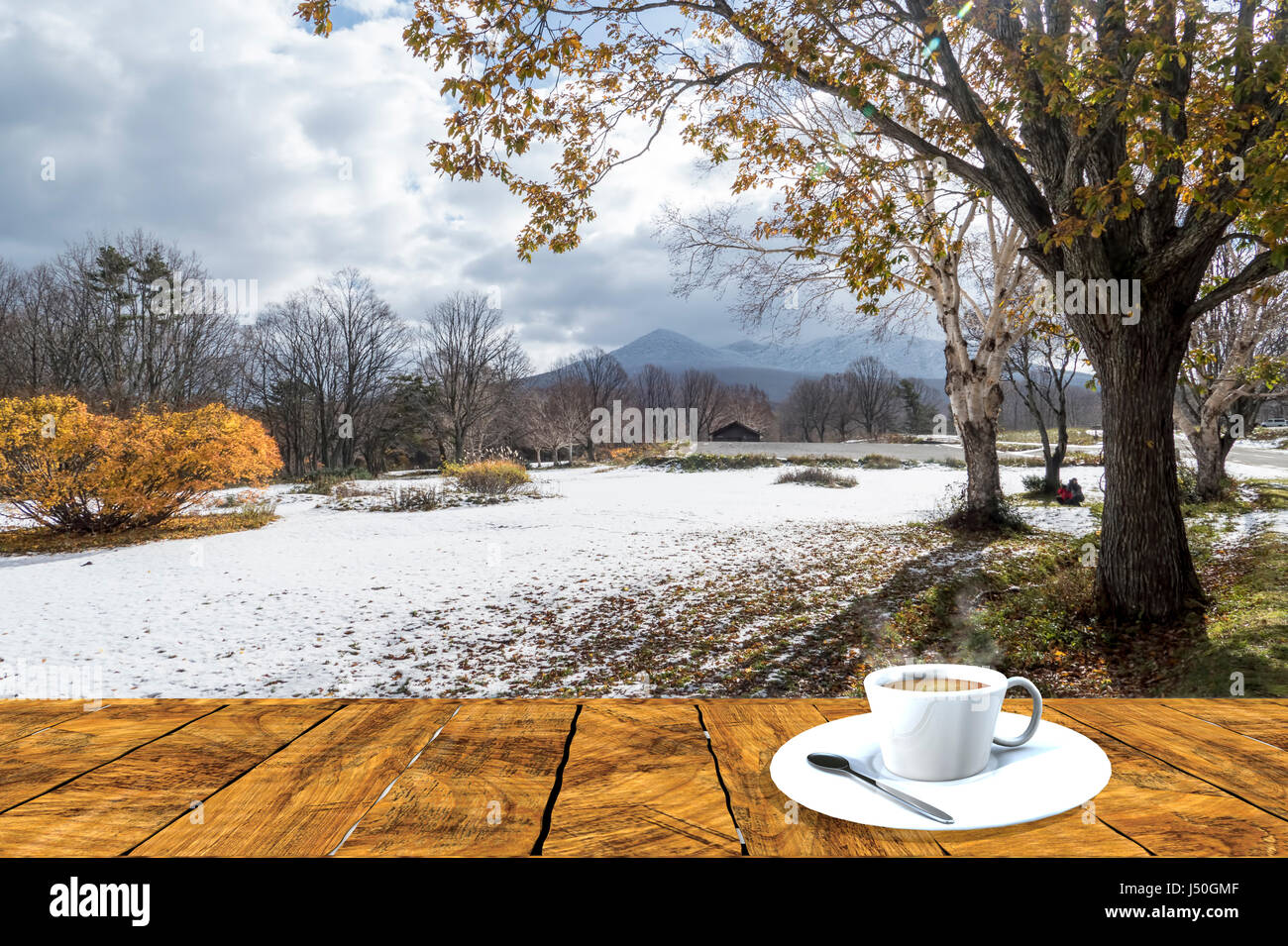 The wood table with nice beautiful background Stock Photo - Alamy