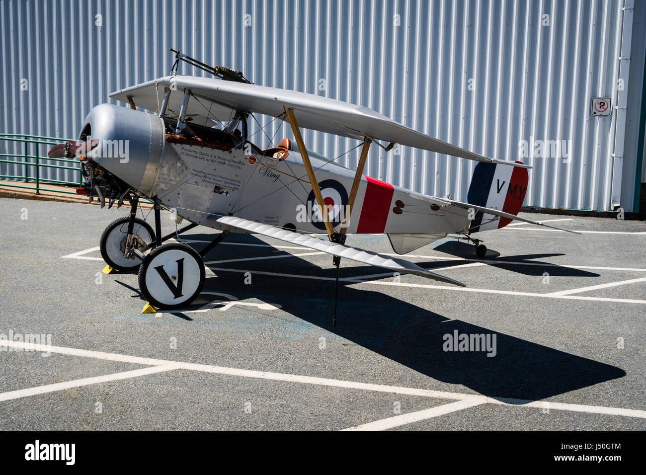 A replica Nieport XI biplane on display at the Shearwater Aviation ...