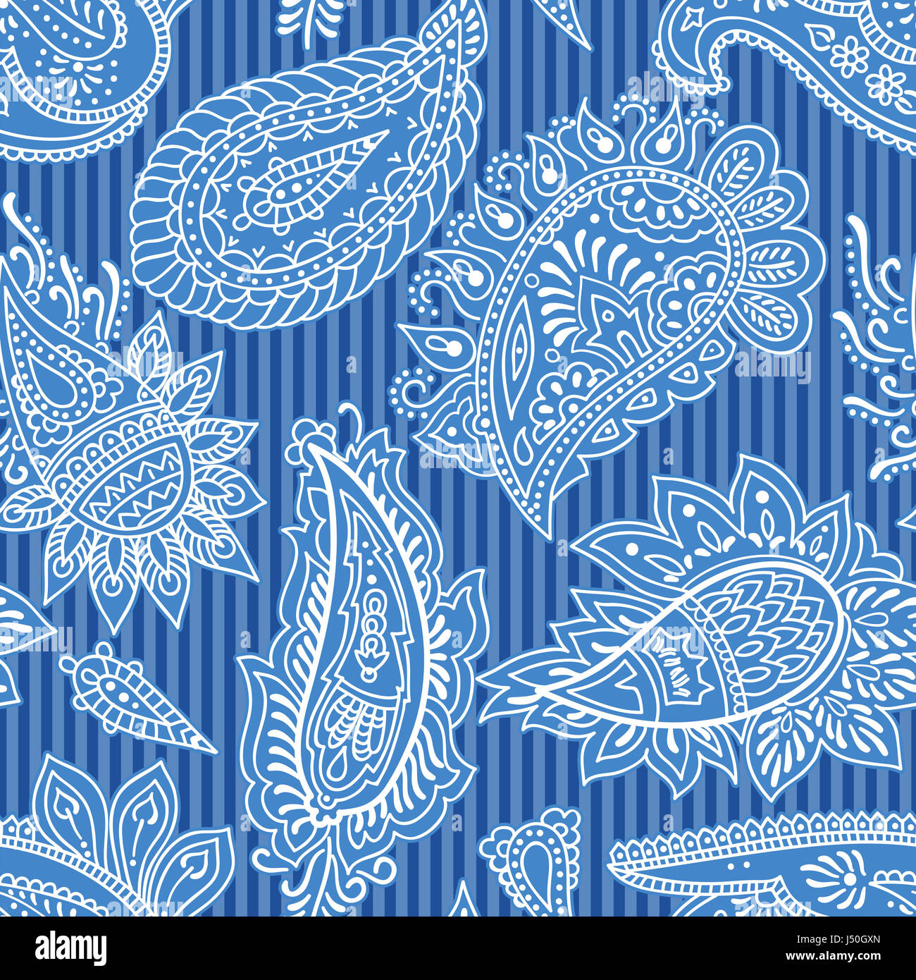 Blue paisley, seamless pattern illustration Stock Photo - Alamy