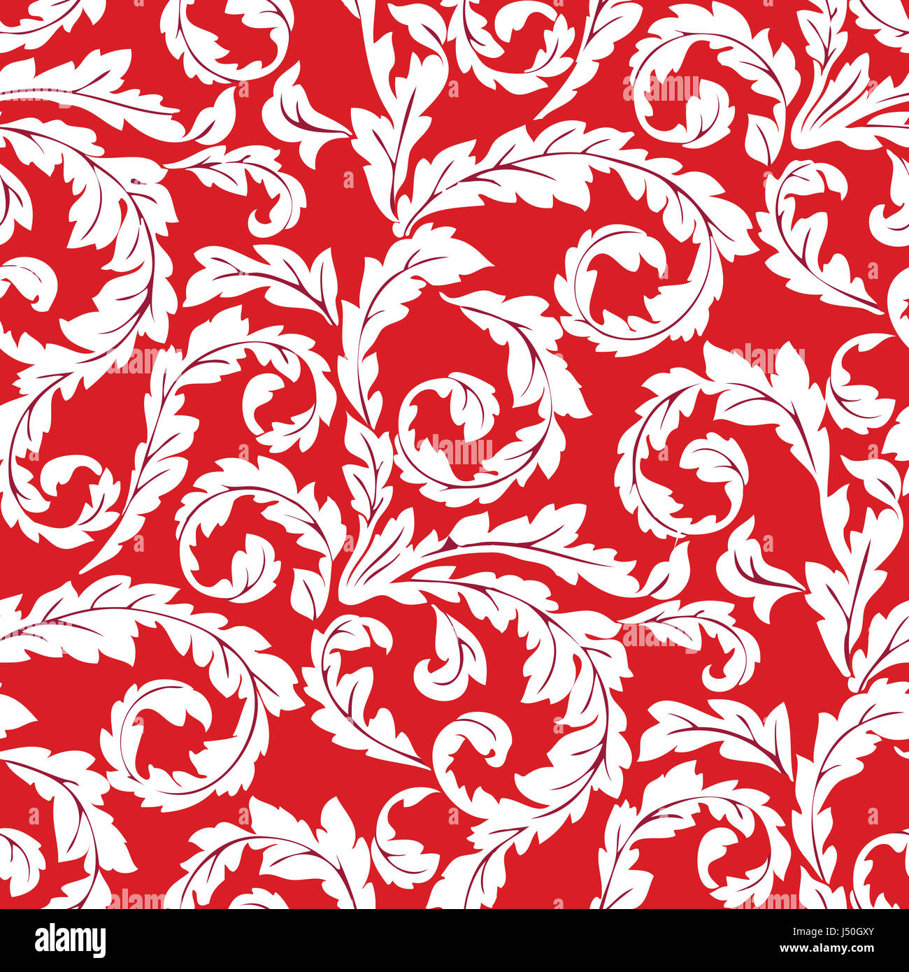 Seamless leafy scroll pattern illustration Stock Photo - Alamy