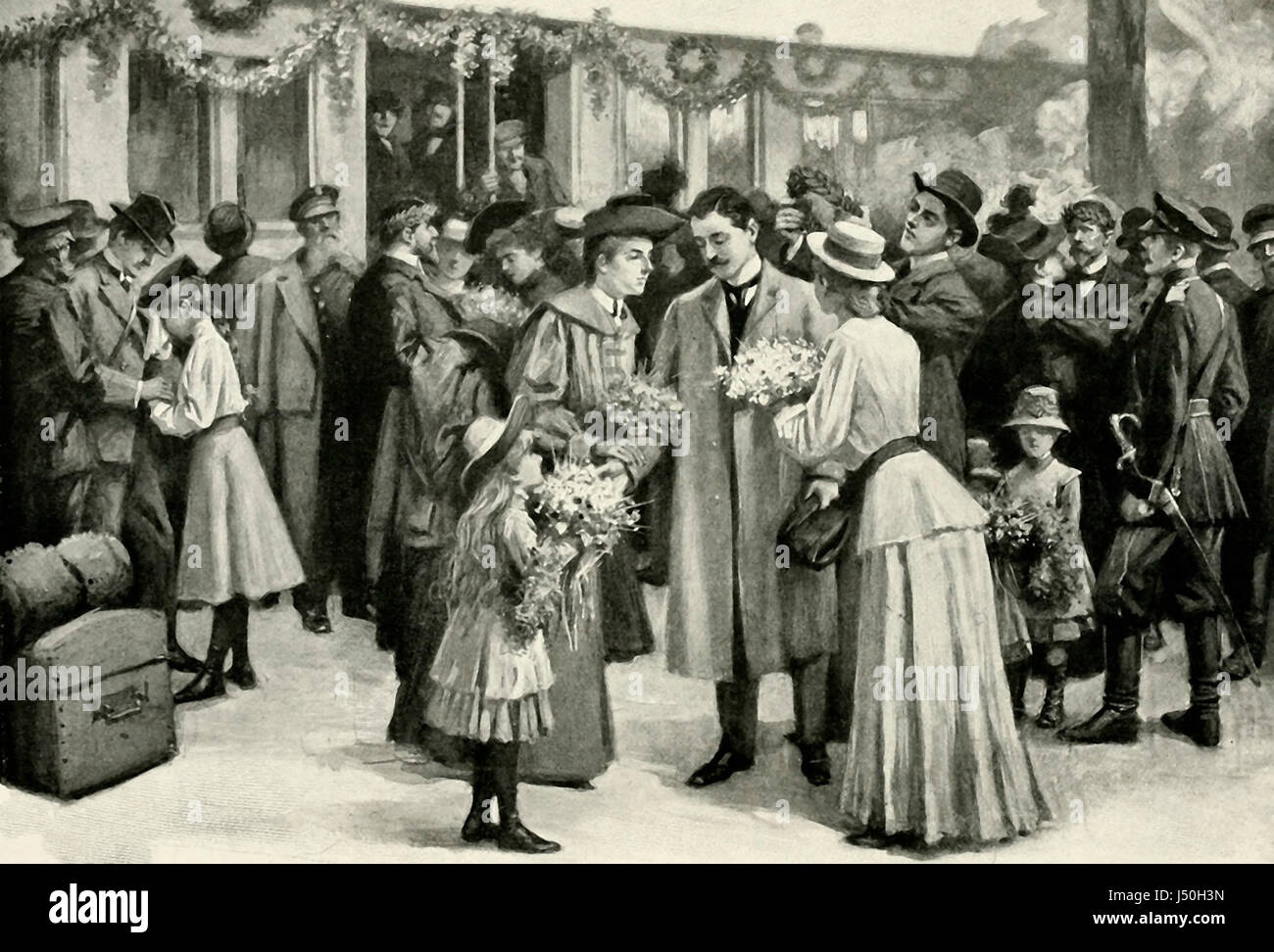 The Departure of the First Exiles from Finland, circa 1895 Stock Photo ...