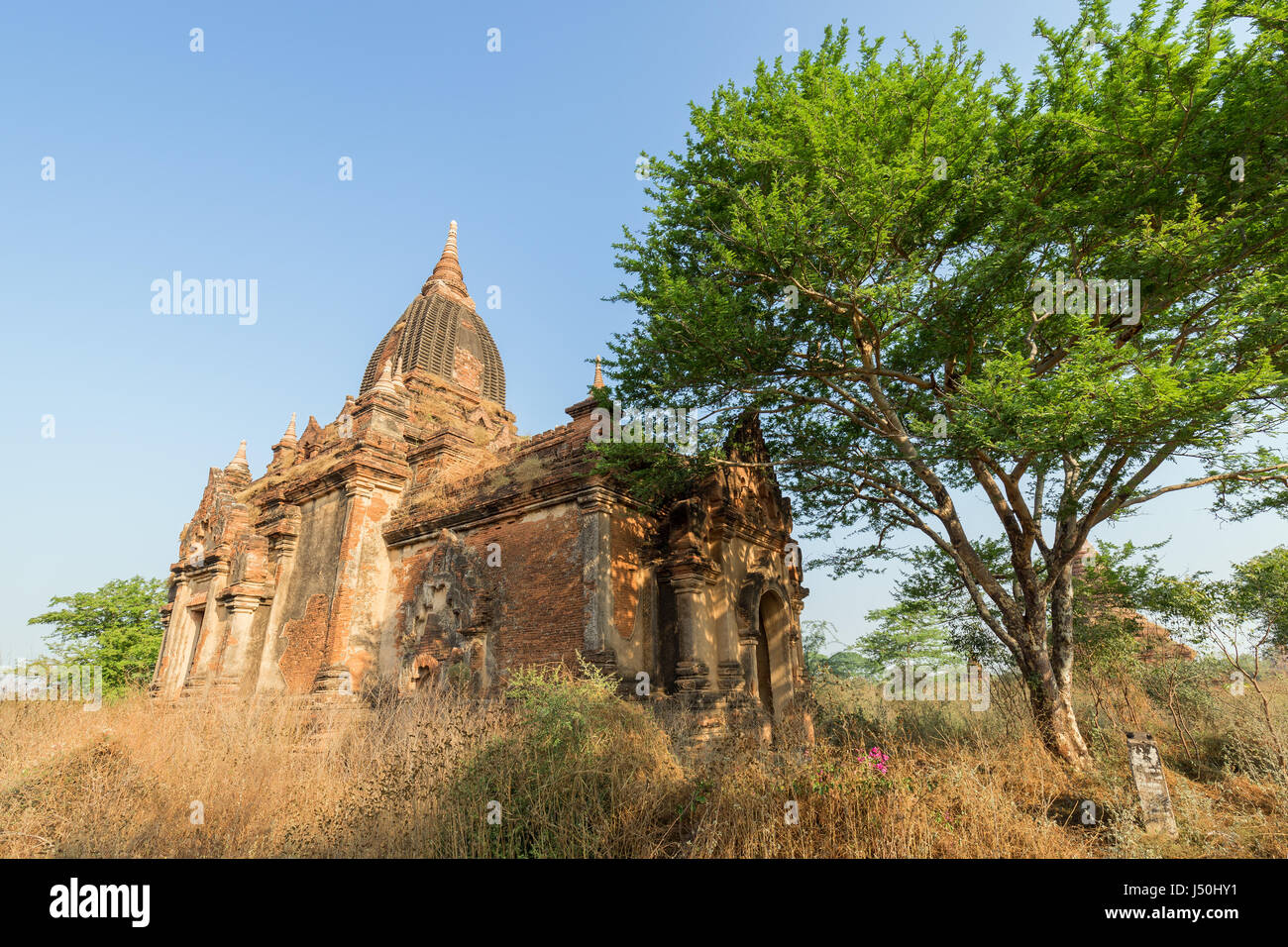 Exterior of an old and untitled temple (historic ruin 386) in Bagan ...