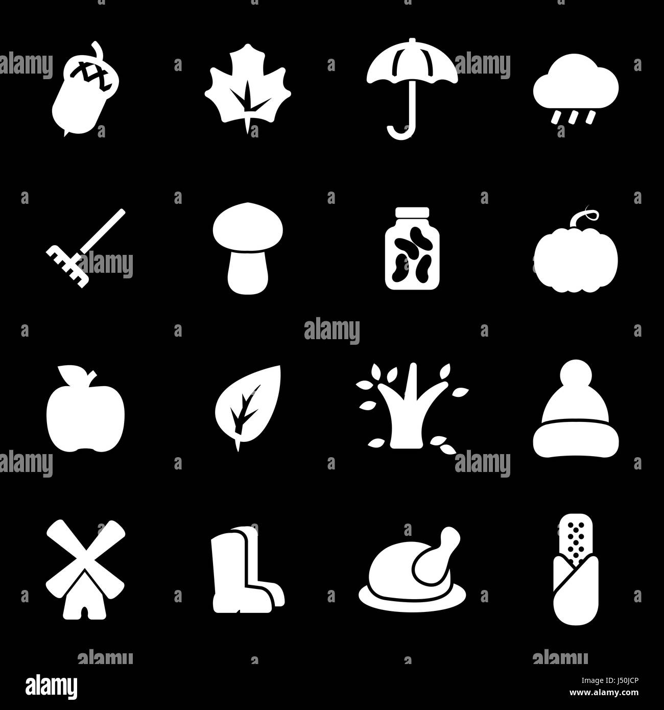 Mushroom autumn leaves on Black and White Stock Photos & Images - Alamy