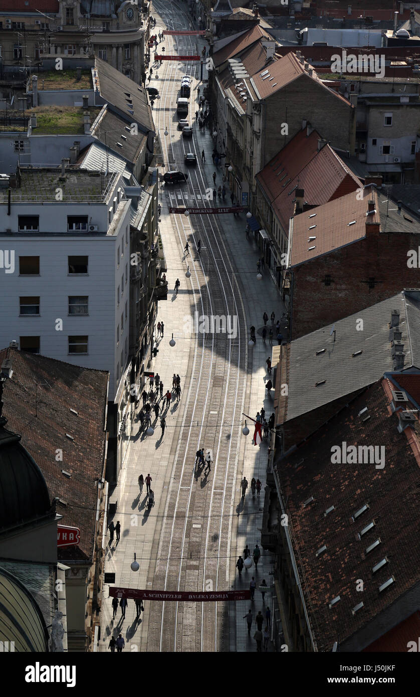 Panoramic view of the Ilica street from skyscraper "Zagreb Eye ...