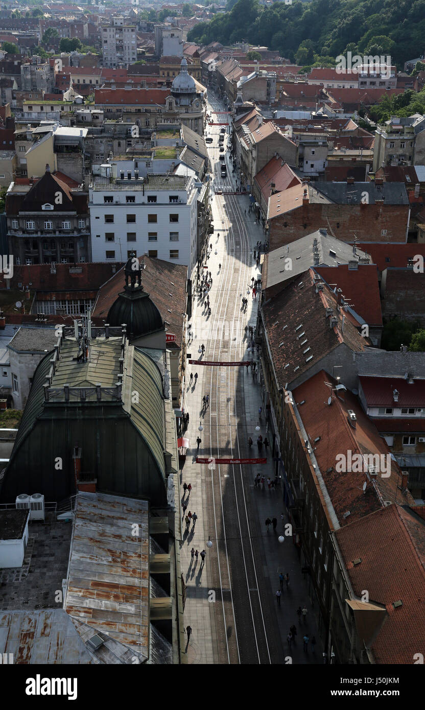 Panoramic view of the Ilica street from skyscraper "Zagreb Eye ...