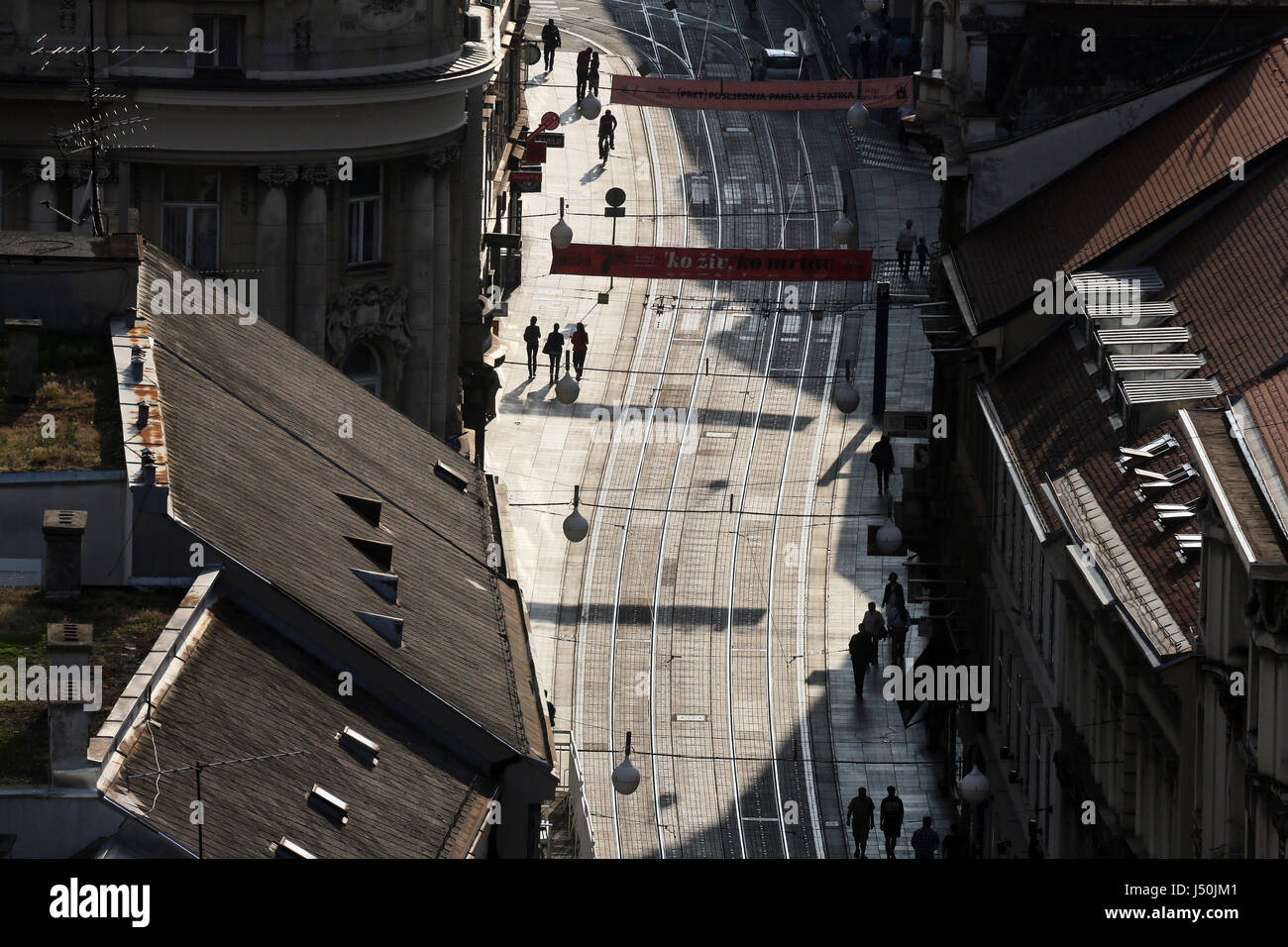 Panoramic view of the Ilica street from skyscraper "Zagreb Eye ...