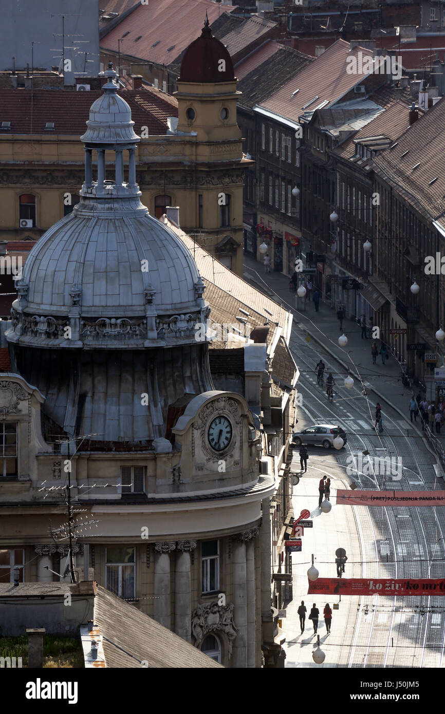 Panoramic view of the Ilica street from skyscraper "Zagreb Eye ...