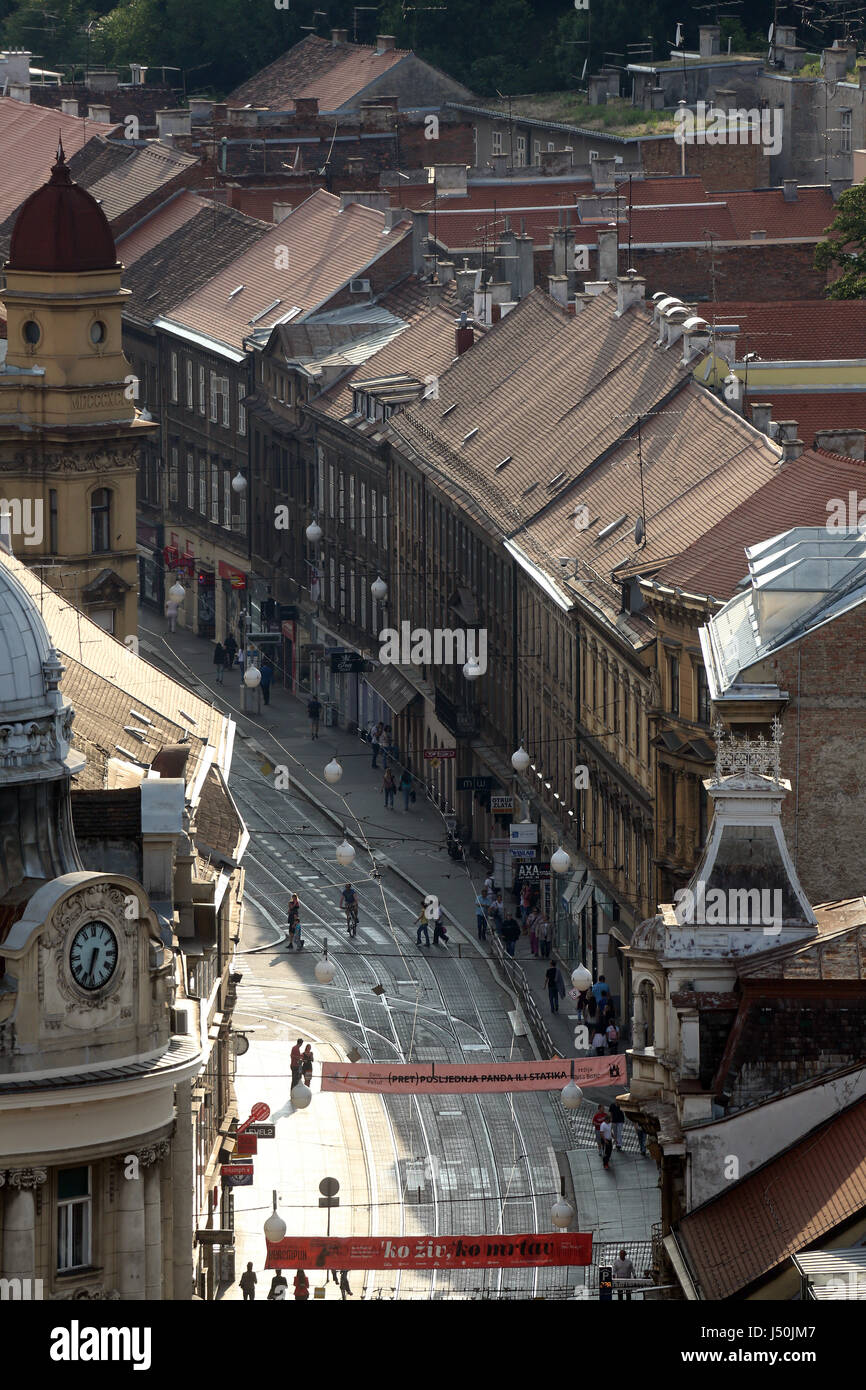 Panoramic view of the Ilica street from skyscraper "Zagreb Eye ...