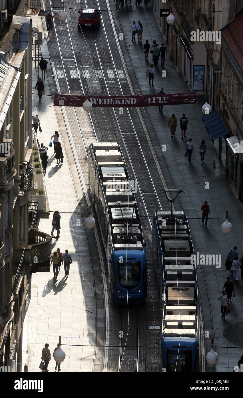Panoramic view of the Ilica street from skyscraper "Zagreb Eye ...