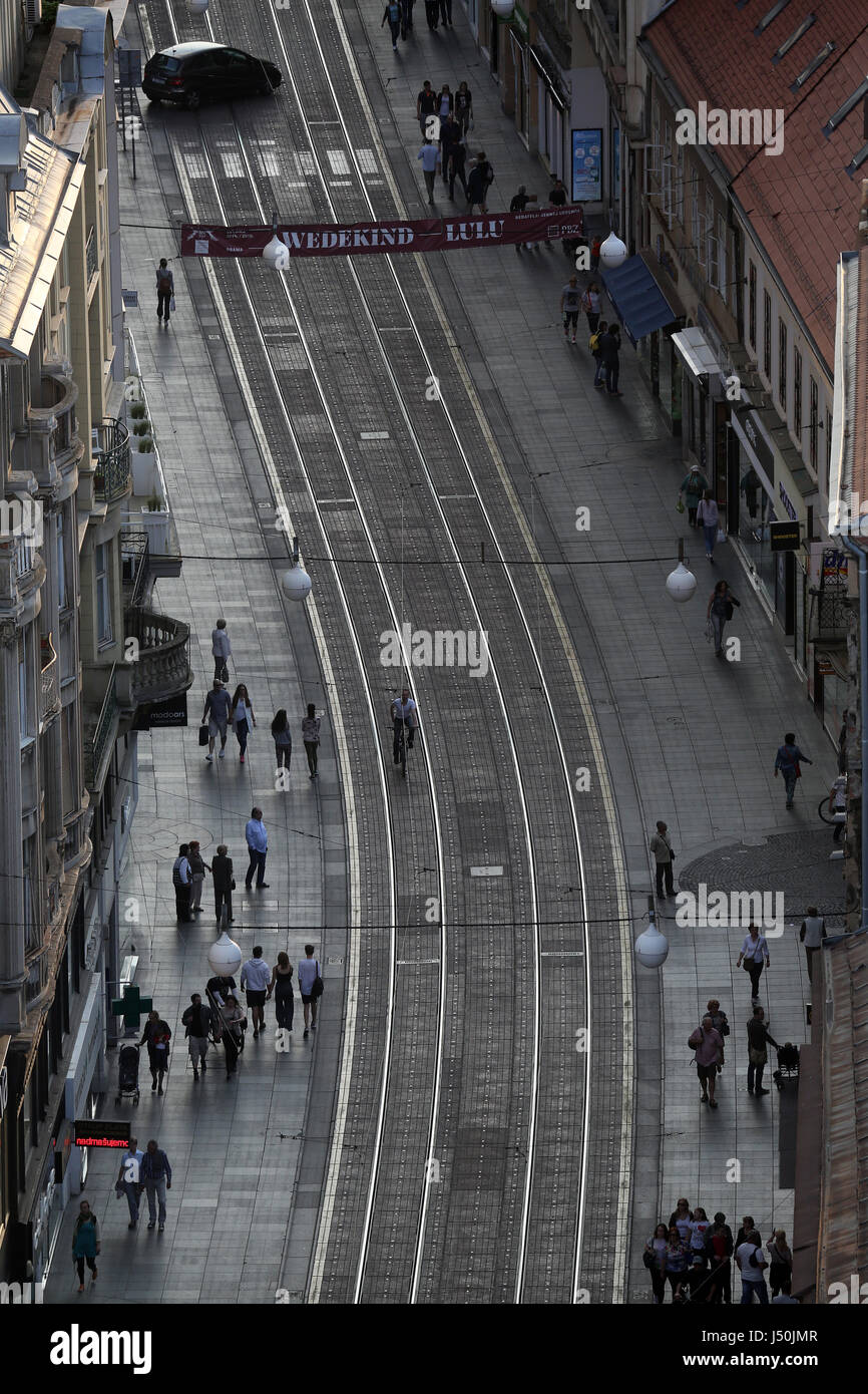 Panoramic view of the Ilica street from skyscraper "Zagreb Eye ...