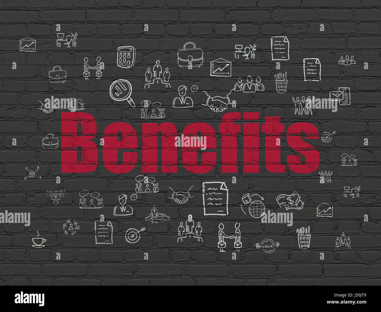 Business concept: Benefits on wall background Stock Photo - Alamy