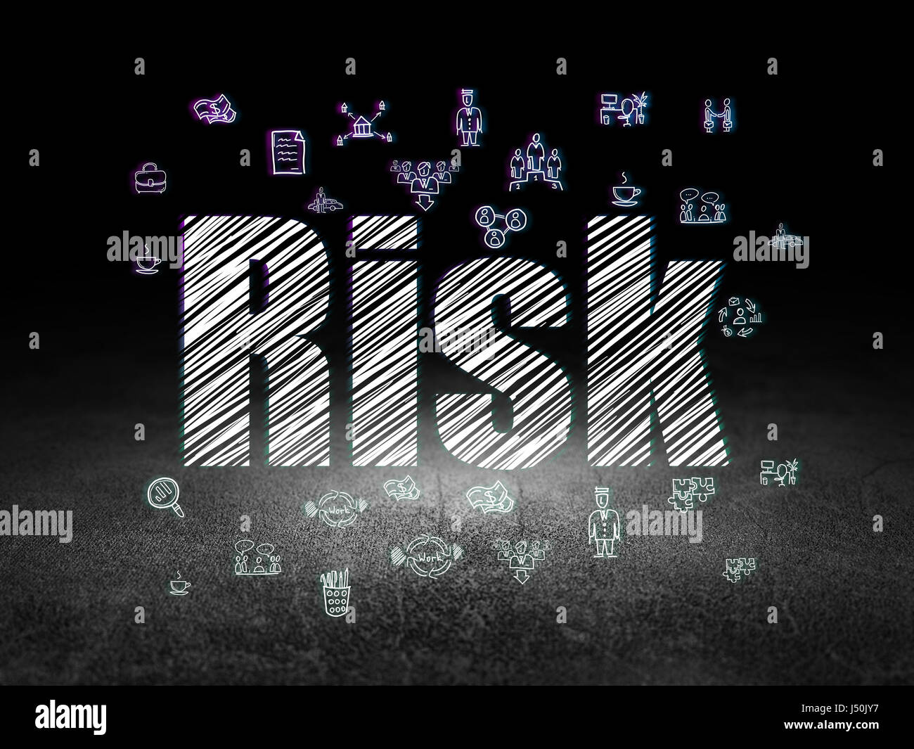 Finance concept: Risk in grunge dark room Stock Photo - Alamy