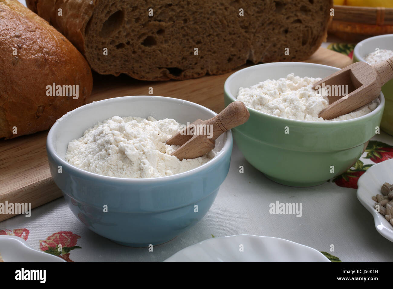Flour in a ceramic bowl Stock Photo - Alamy