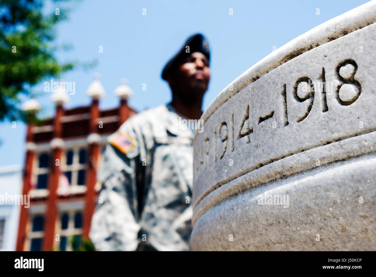 Troy Alabama,small town square,World War One Memorial,downtown,historic ...
