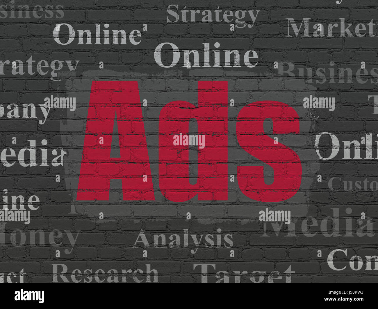 Advertising concept: Ads on wall background Stock Photo - Alamy