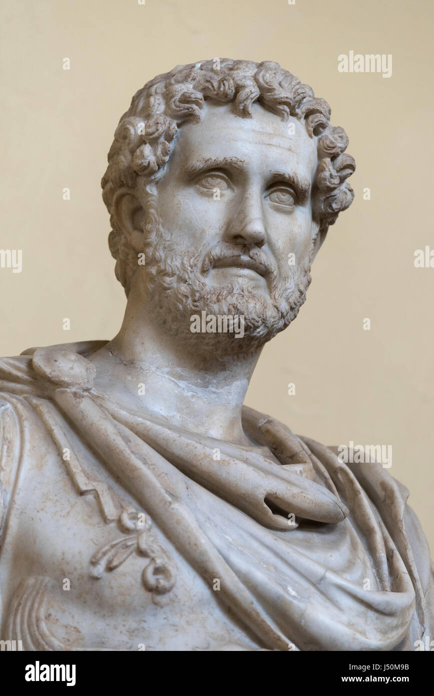 Rome. Italy. Statue of Roman Emperor Antoninus Pius, 2nd century AD ...