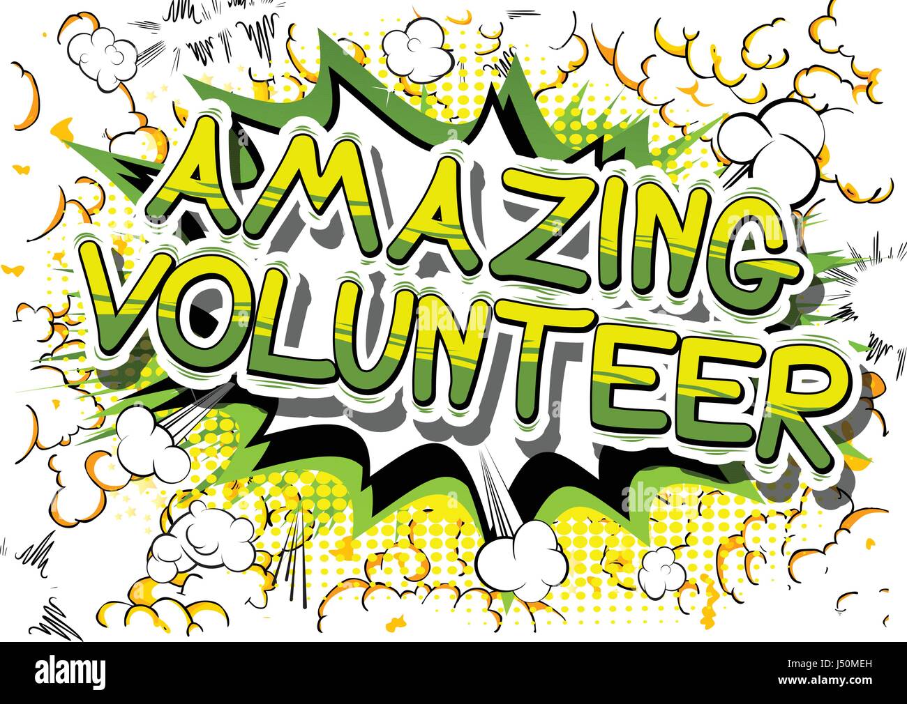 Amazing Volunteer - Comic book style word on abstract background Stock ...