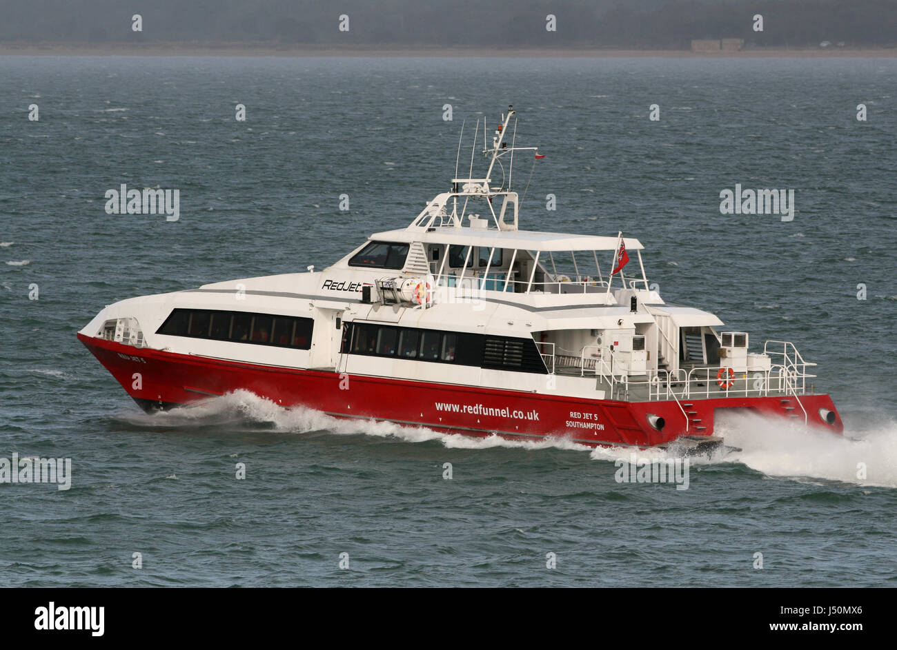 Red Funnel Ferries red jet hi-speed ferry between the Isle of Wight and ...