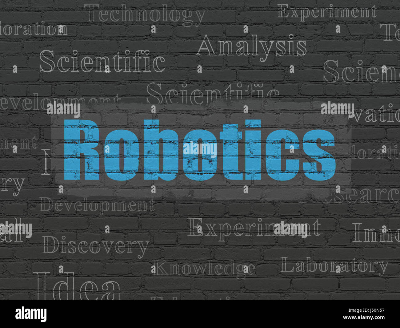 Science concept: Robotics on wall background Stock Photo - Alamy