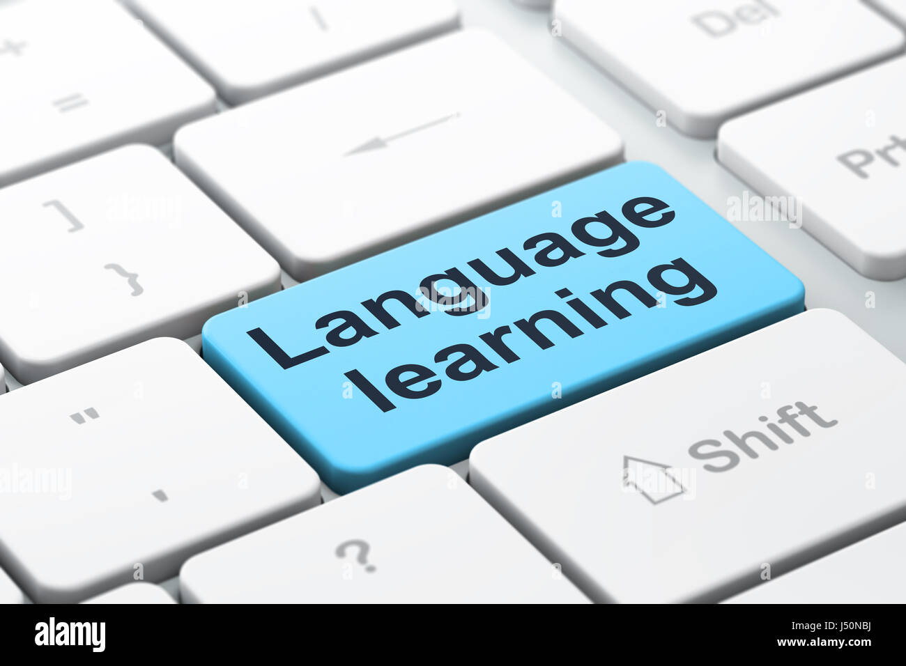 Studying concept: Language Learning on computer keyboard background ...