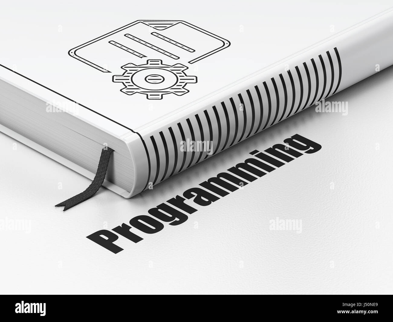 Programming concept: book Gear, Programming on white background Stock ...