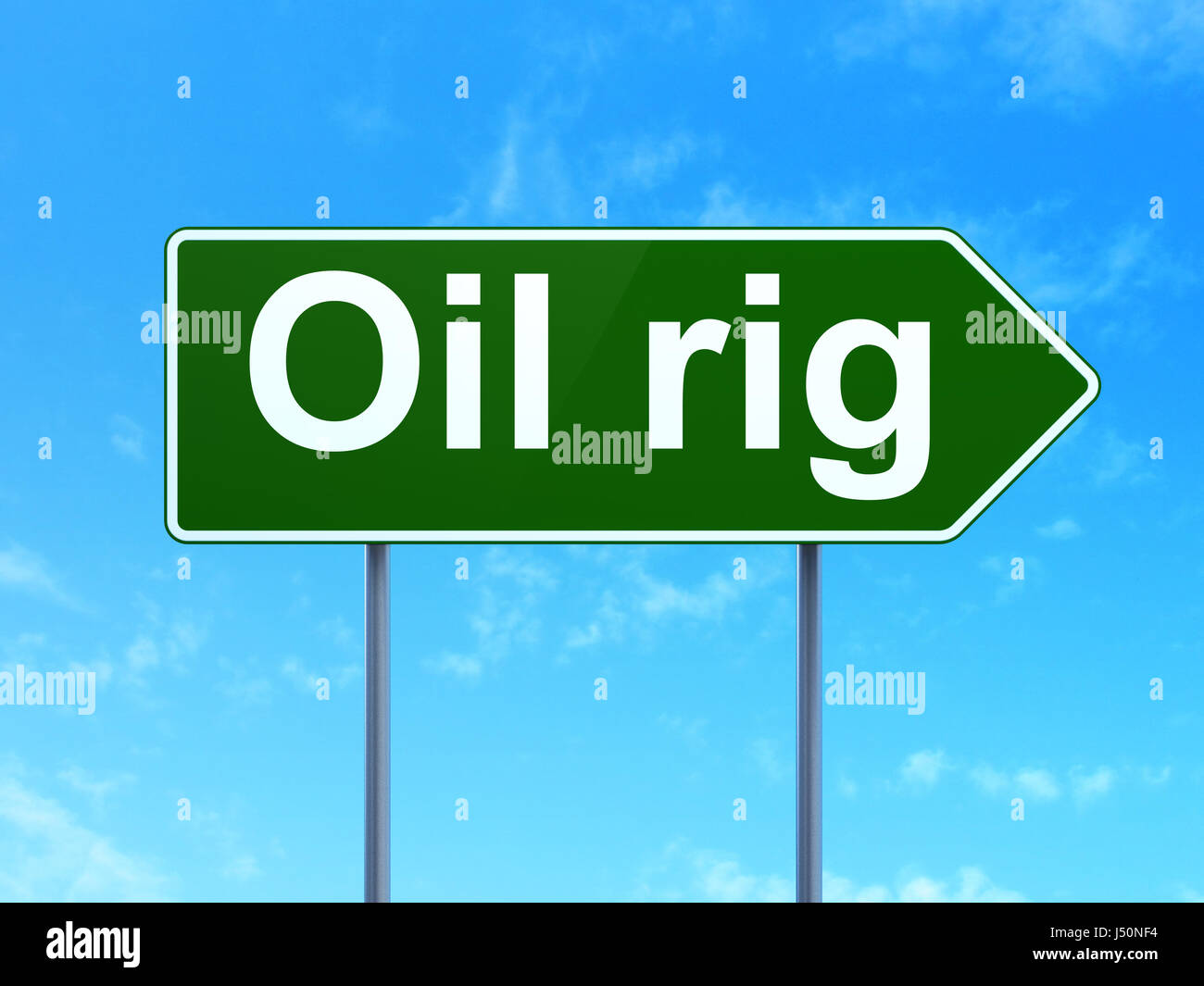 Manufacuring concept: Oil Rig on road sign background Stock Photo - Alamy