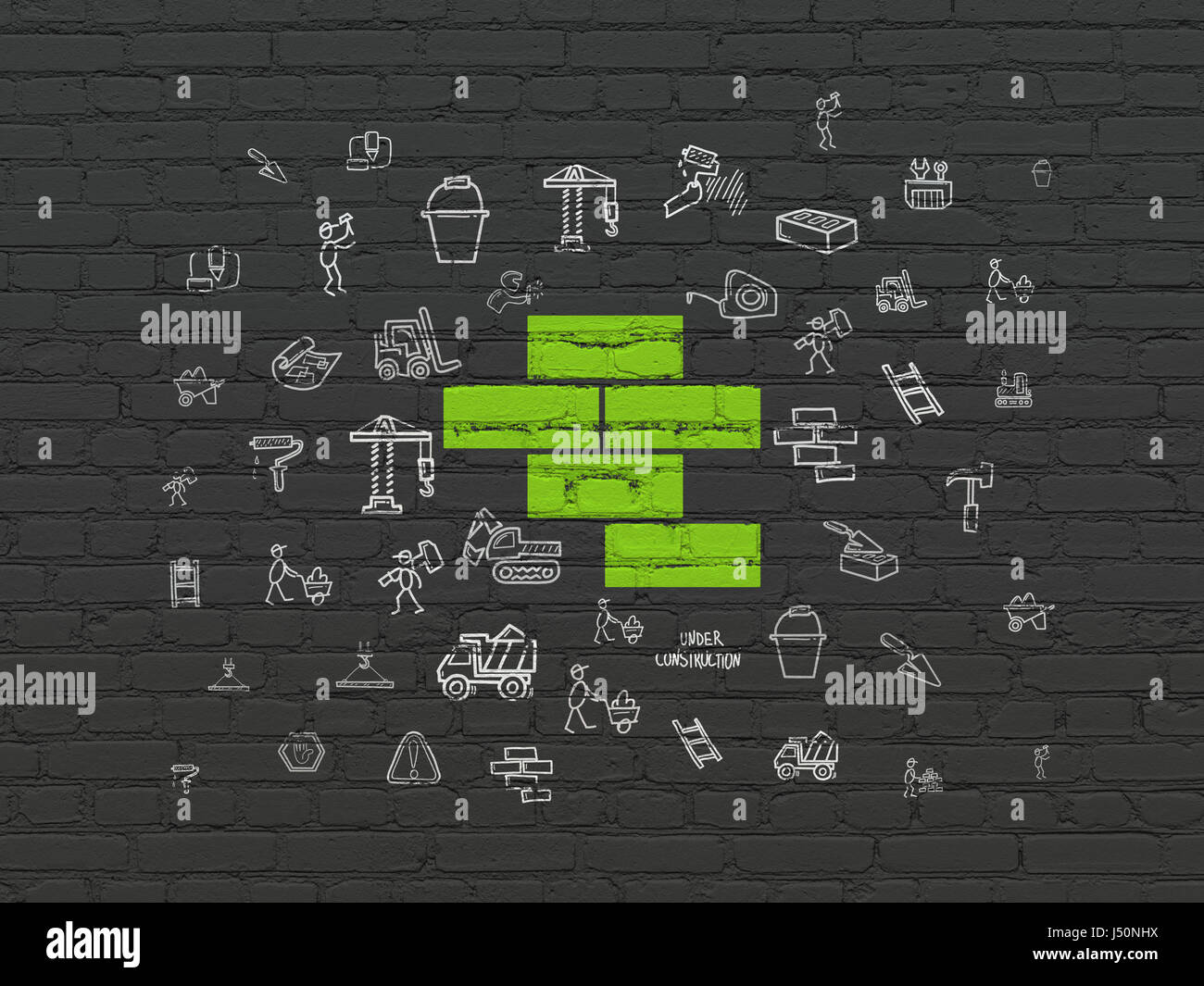 Construction concept: Bricks on wall background Stock Photo - Alamy