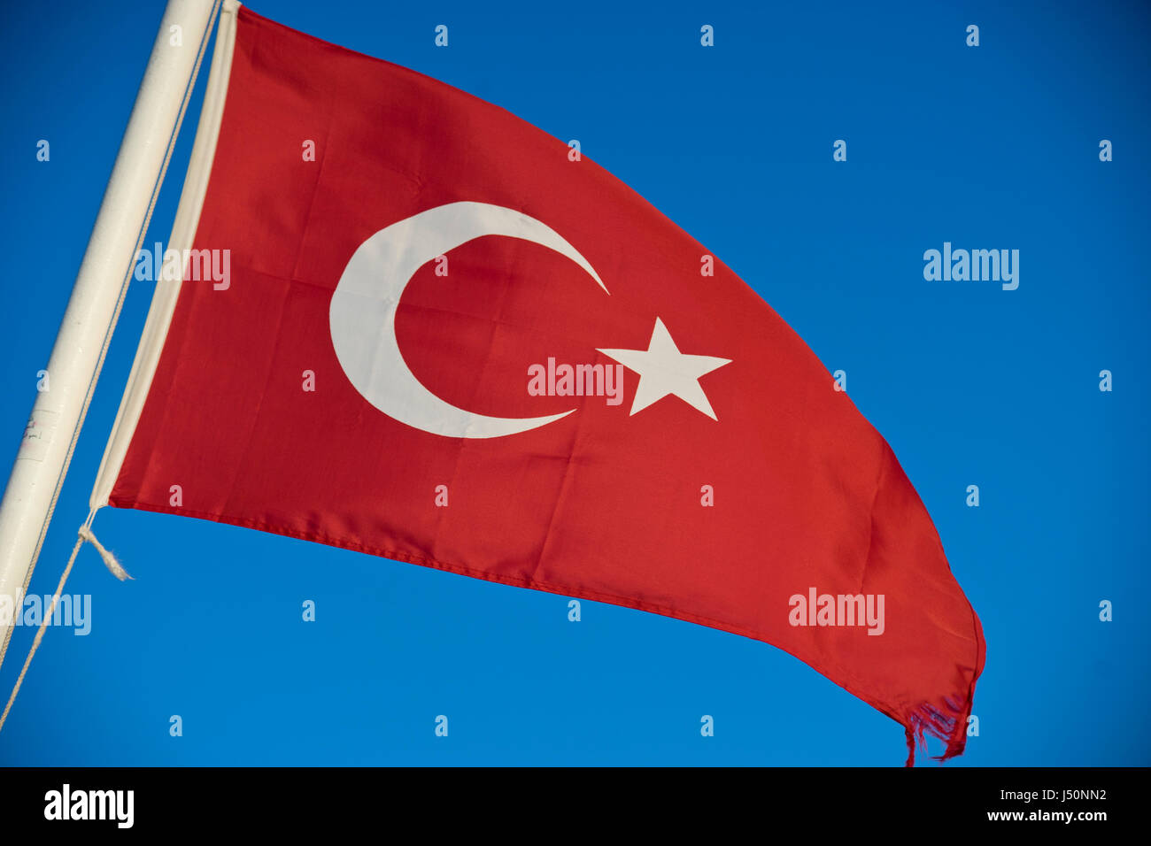 Turkish flag flying in Ankara,Turkey Stock Photo - Alamy