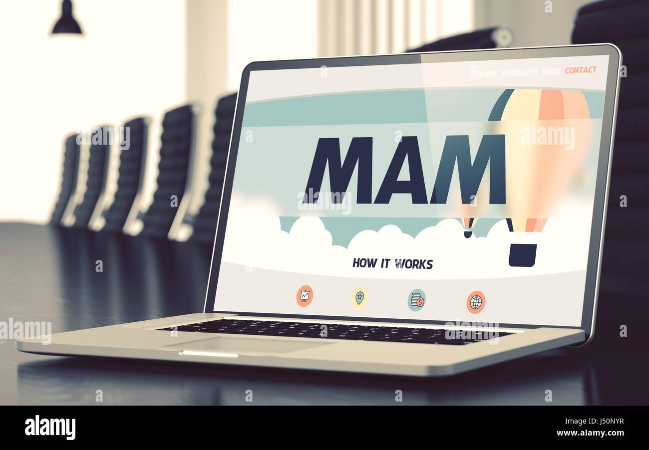 Mam on Laptop in Meeting Room. 3D Stock Photo - Alamy