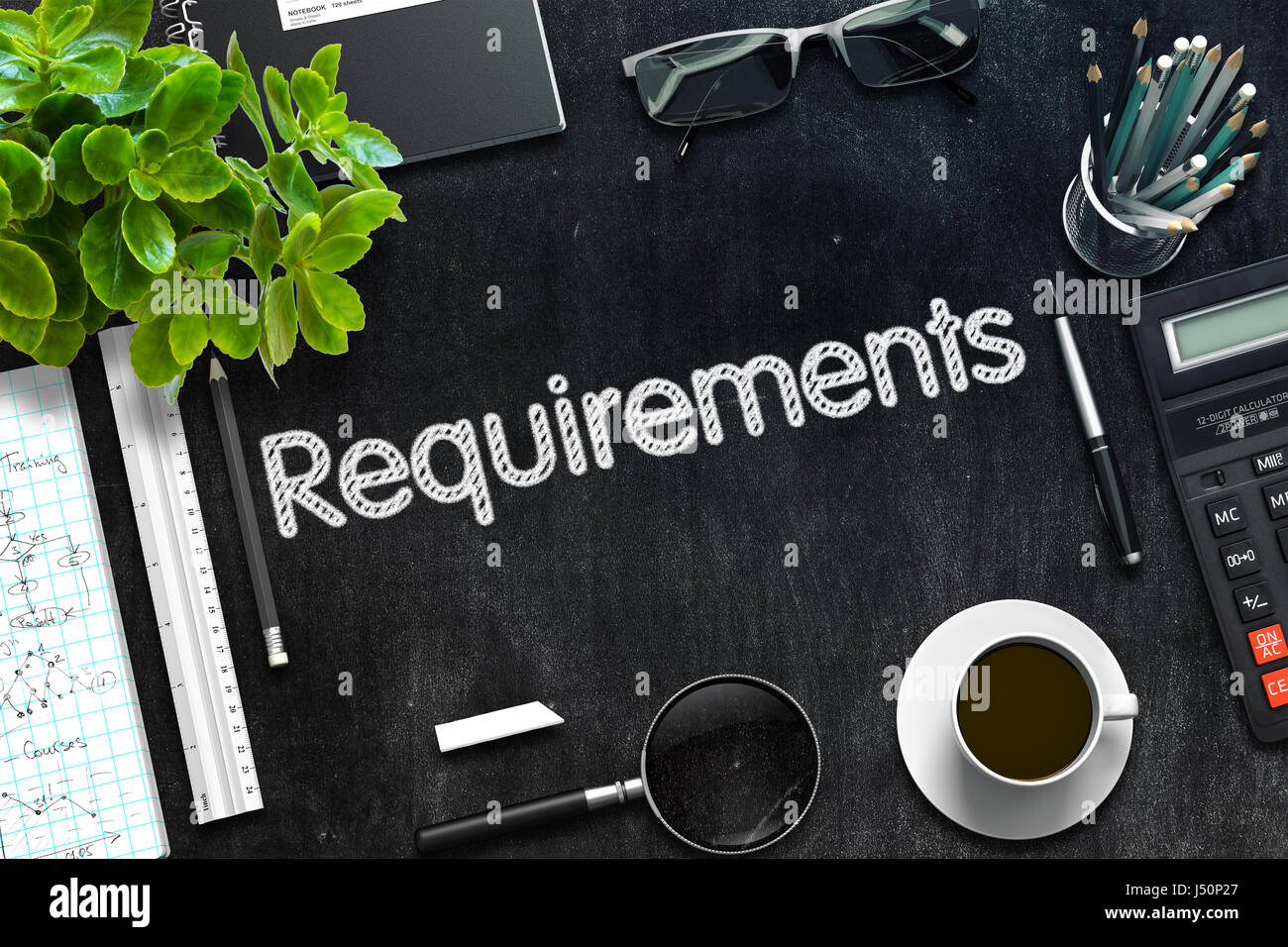 Black Chalkboard with Requirements. 3D Rendering Stock Photo - Alamy