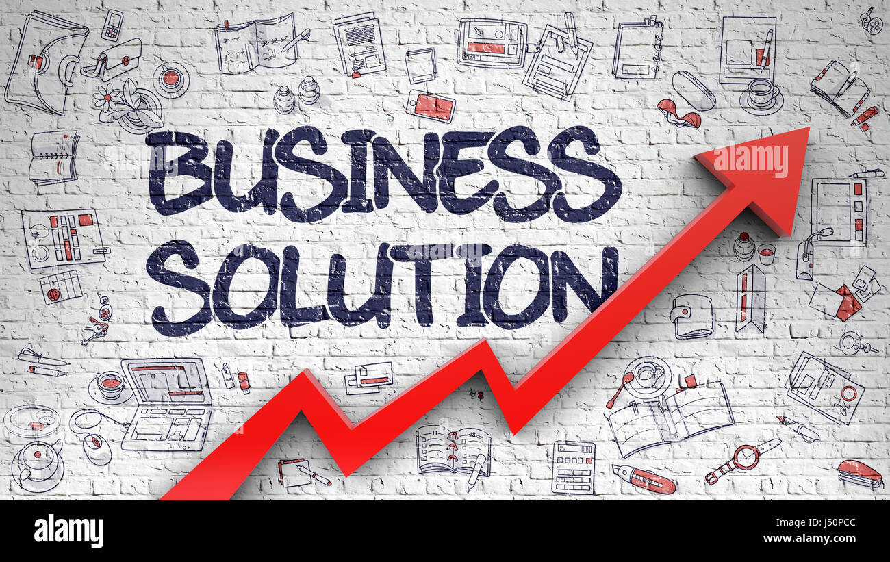 Business Solution Drawn on White Brickwall. 3D Stock Photo - Alamy