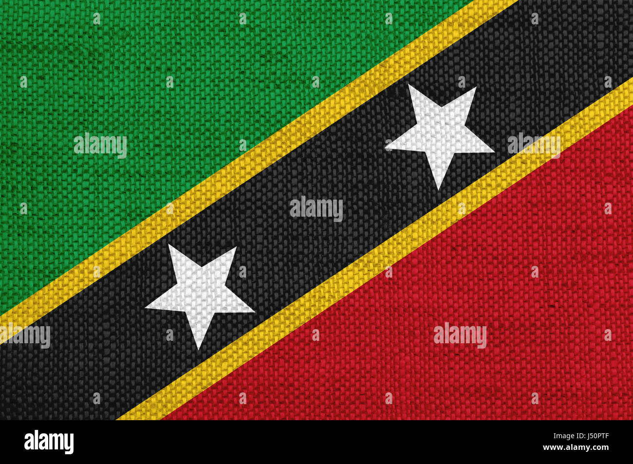 Flag of Saint Kitts und Nevis on old linen Stock Photo - Alamy