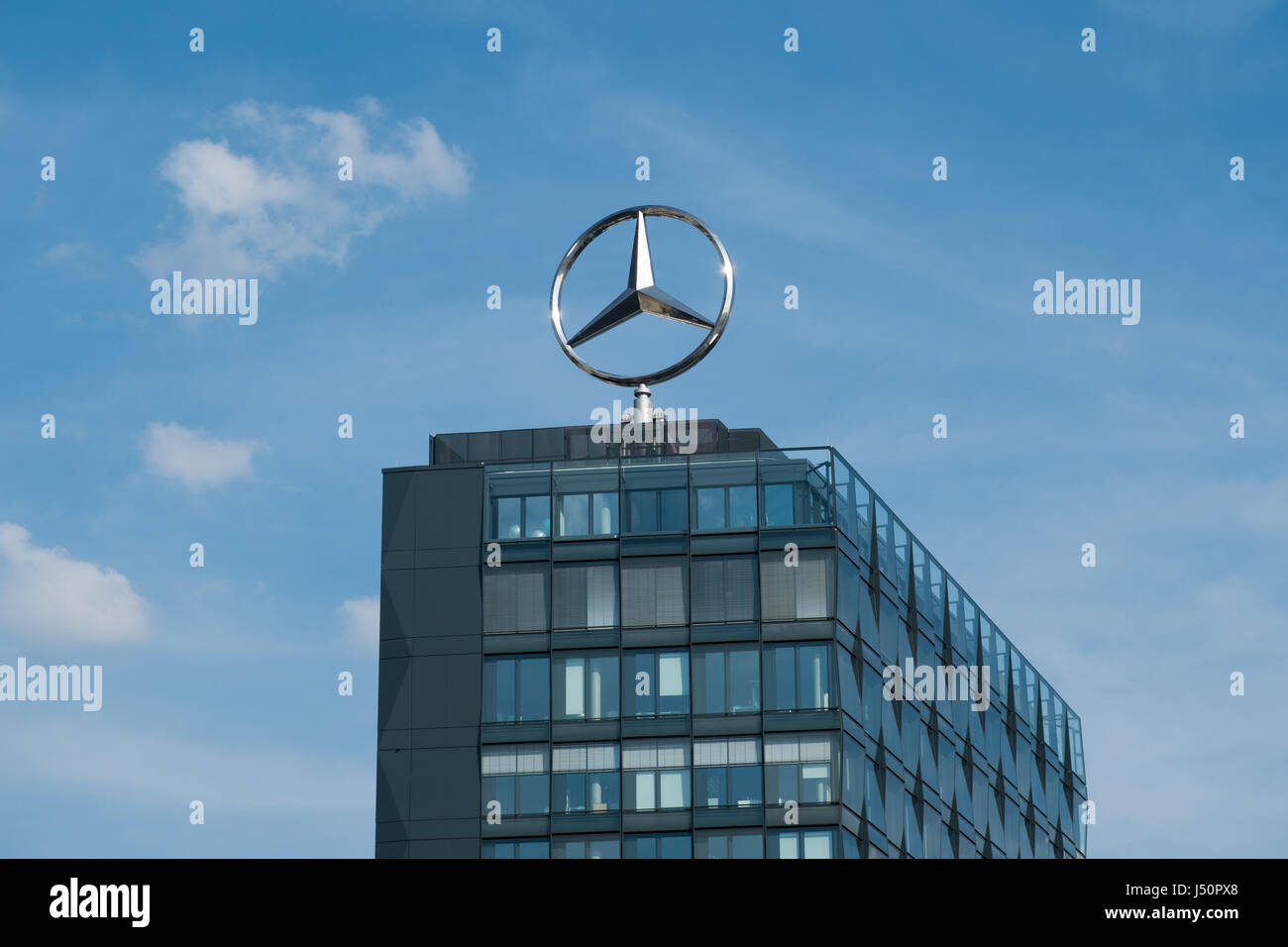 Berlin, Germany - may 13, 2017: The Mercedes Benz Logo on top of the ...