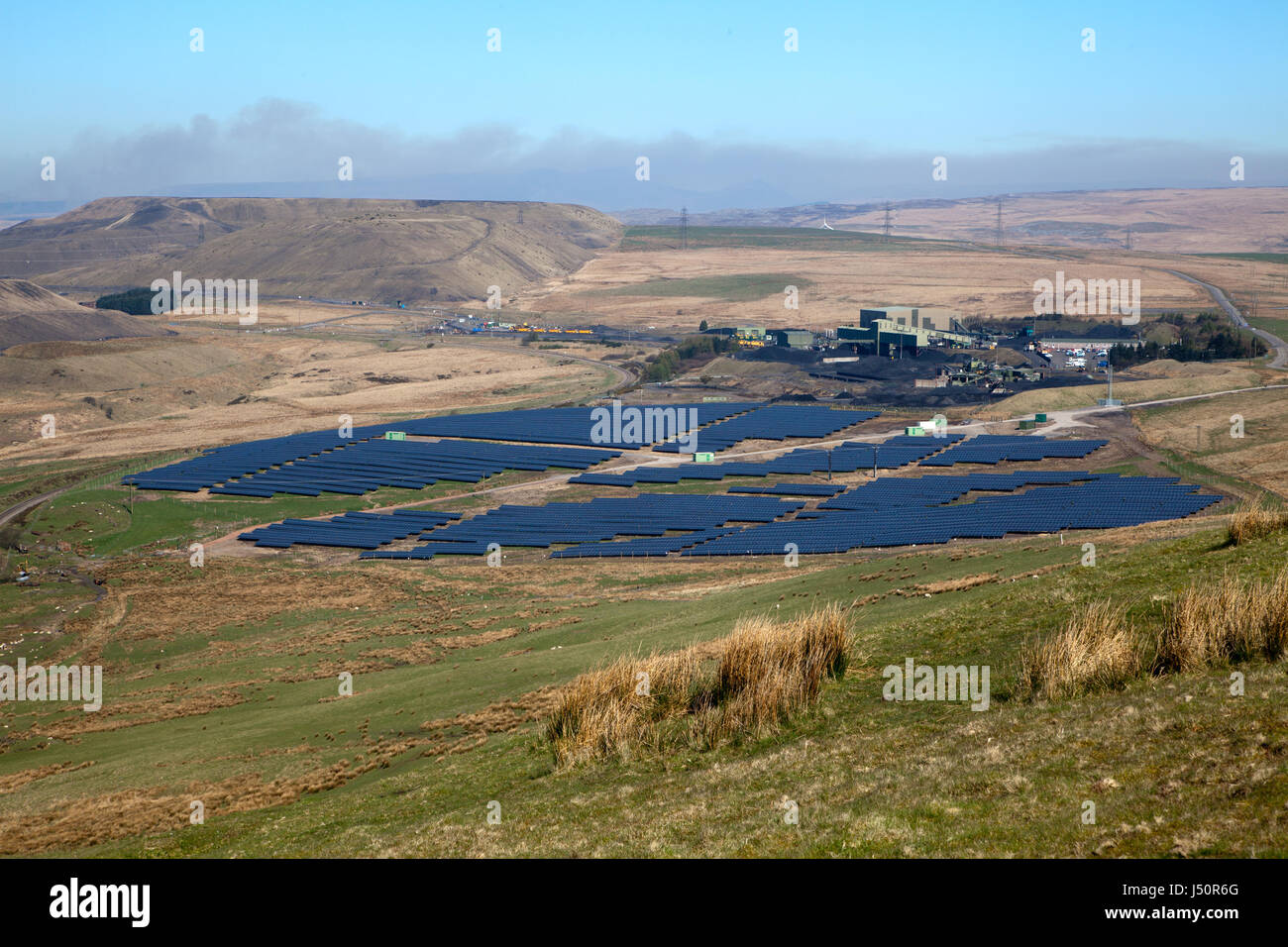 SolarPark next to Opencast coal mine showing clean green energy of ...