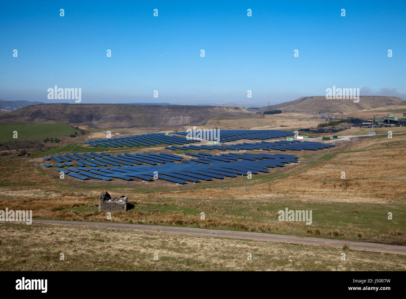 SolarPark next to Opencast coal mine showing clean green energy of ...